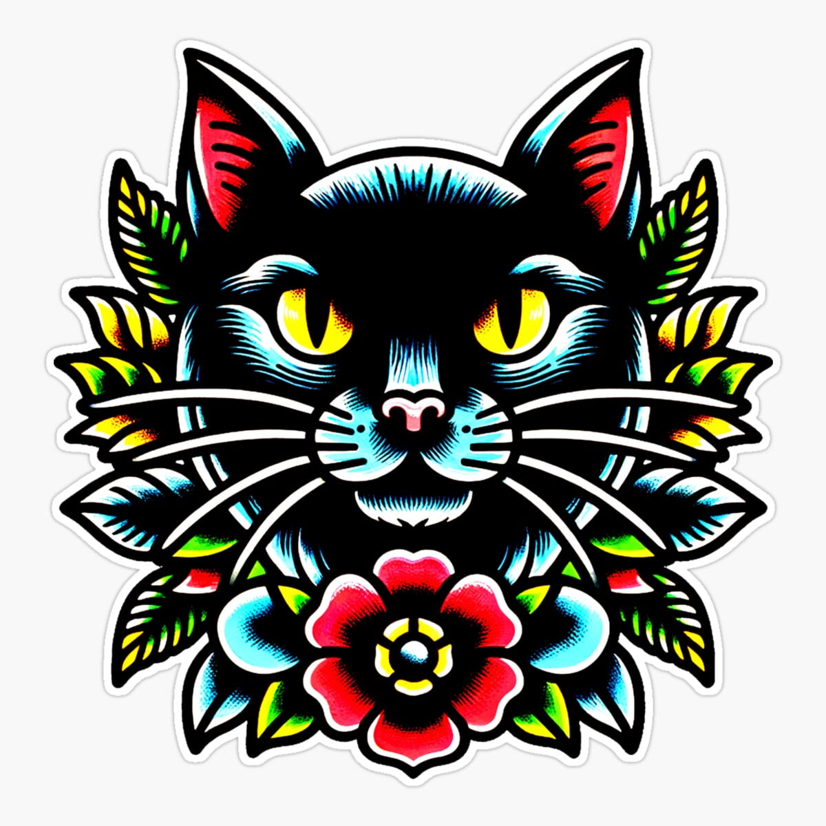 DOPASTICKER Black Cat Flash Art Sticker, Phone Sticker Car Stickers ...
