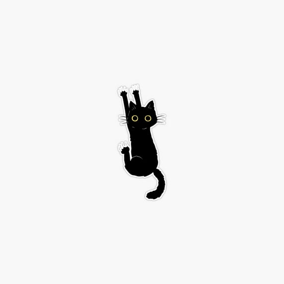 DOPASTICKER Black Cat Holding On Sticker, Phone Sticker Water Bottle ...