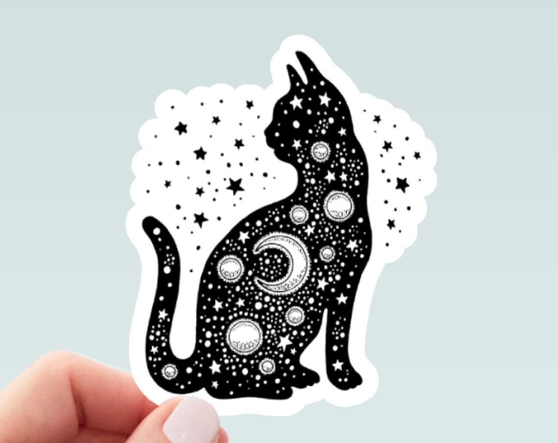 DOPASTICKER Black Cat Sticker, Goth Sticker, Cat Lover Sticker, Zodiac ...