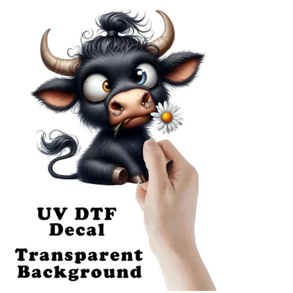 DOPASTICKER Black Cow And Daisy Sticker - Design Preview Only ...