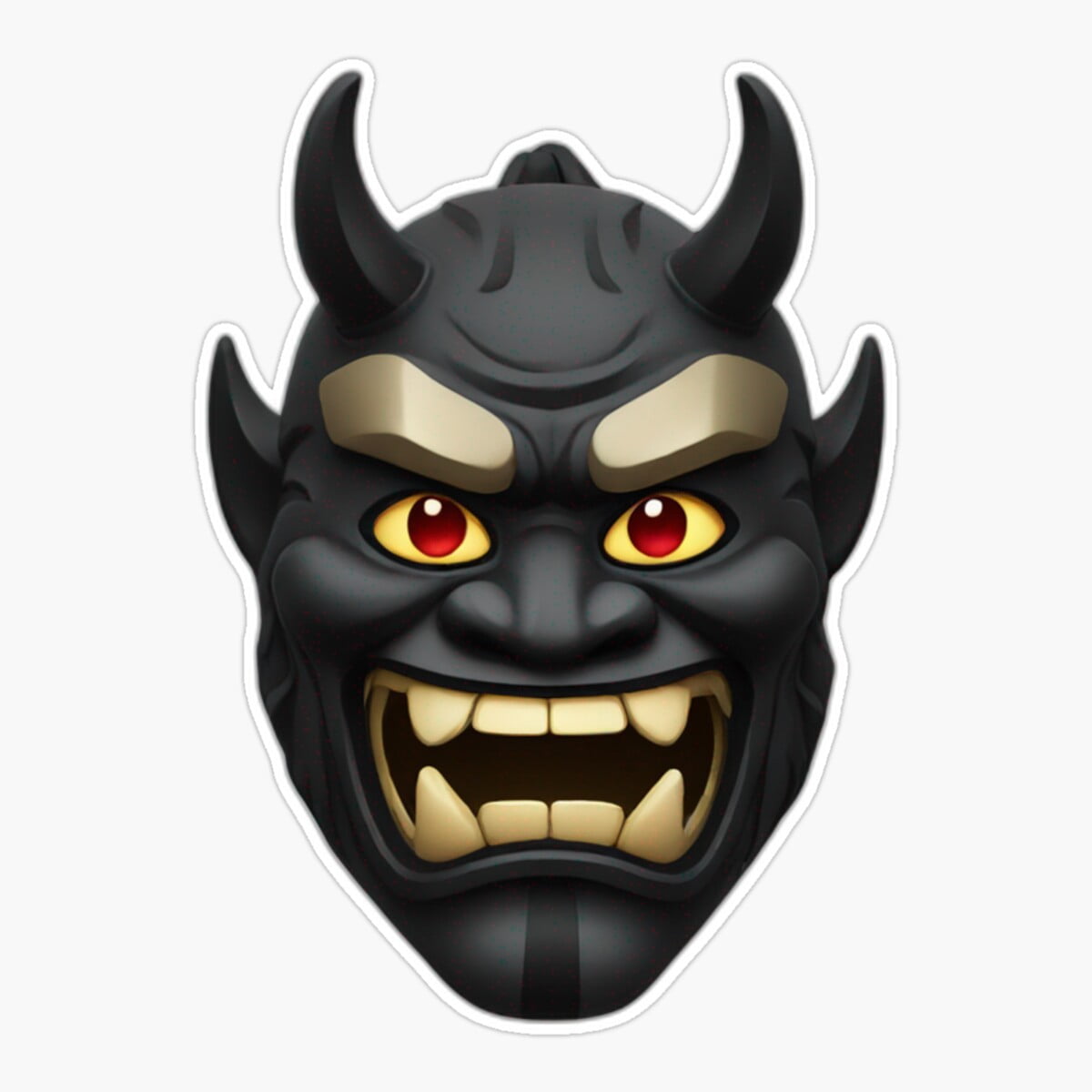 DOPASTICKER Black Japanese Oni Mask Sticker, Phone Sticker Car Sticker ...