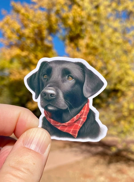 DOPASTICKER Black Lab Wearing A Red Bandana Sticker, Black Lab Mom, Dog ...