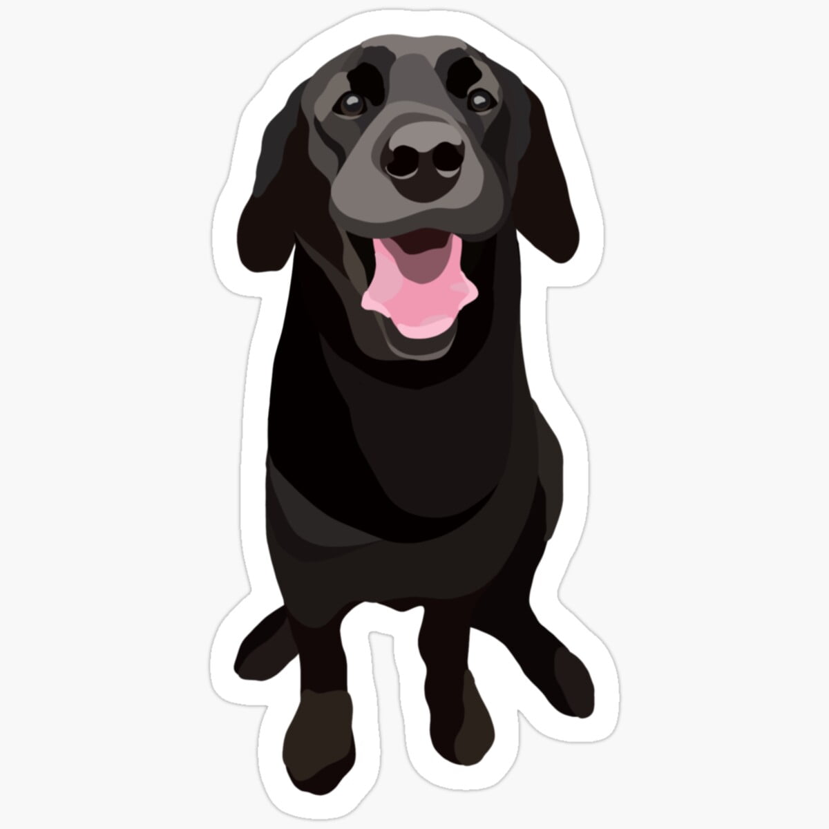 DOPASTICKER Black Labrador Dog Portrait Digital Illustration Sticker ...