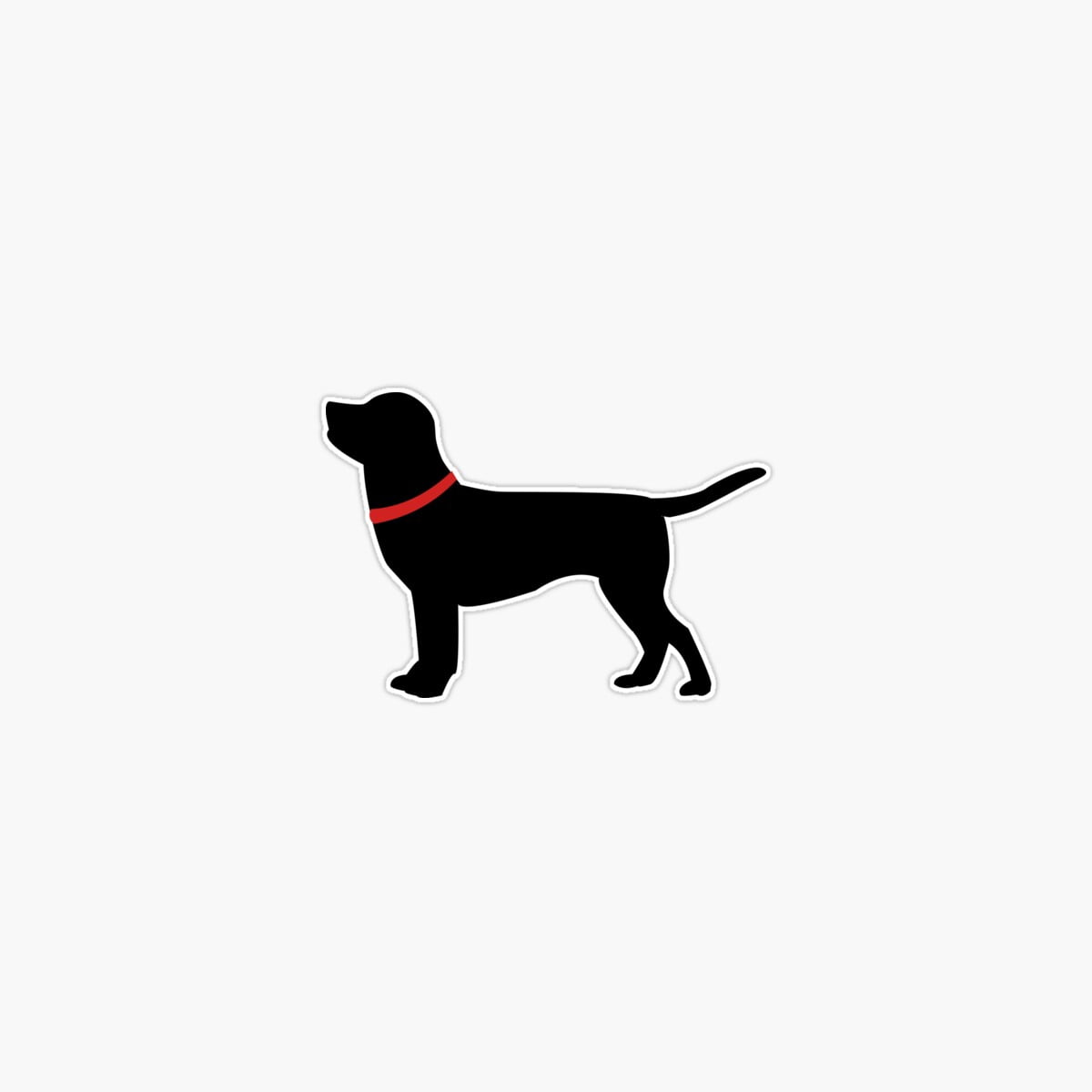DOPASTICKER Black Labrador Retriever With Red Collar Sticker, Phone ...