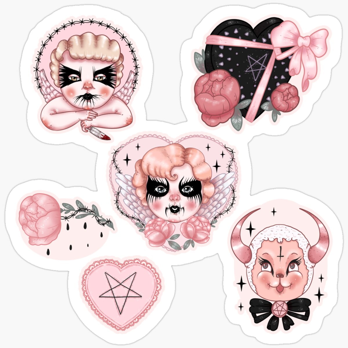 DOPASTICKER Black Metal Cherubs Sticker Waterproof Sticker For Water ...