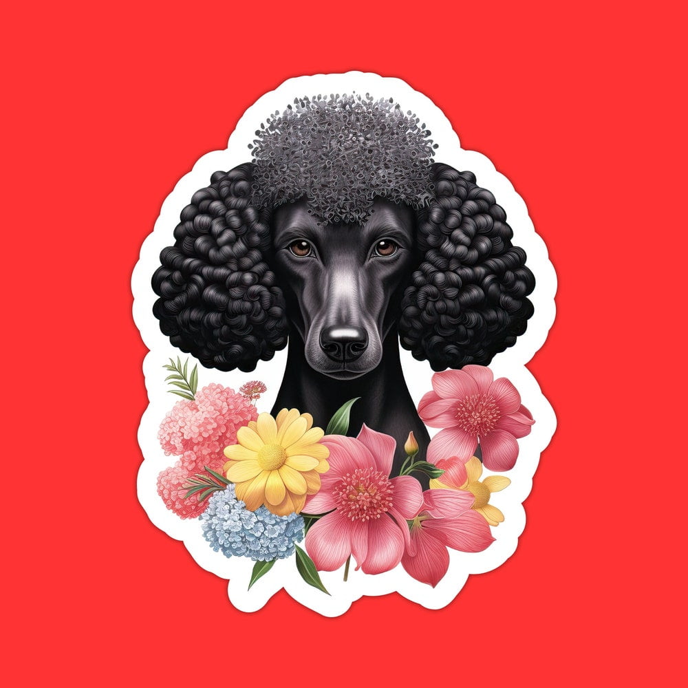 DOPASTICKER Black Poodle Dog Sticker Phone Decal Water Bottle Stickers ...
