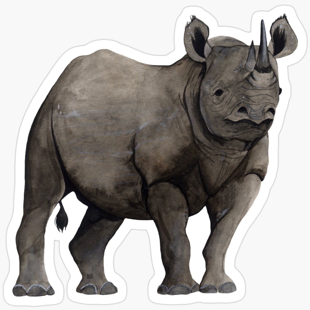 DOPASTICKER Black Rhino-Diceros Bicornis Sticker Birthday Gifts ...