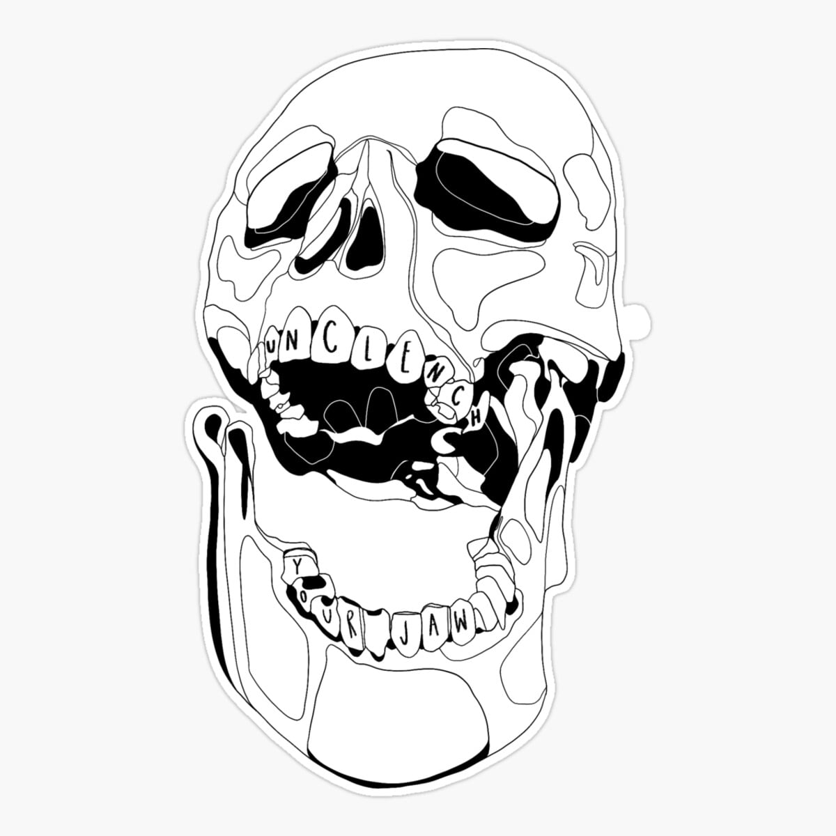 DOPASTICKER Black Skull - Unclench Your Jaw th Sticker, Phone Sticker ...