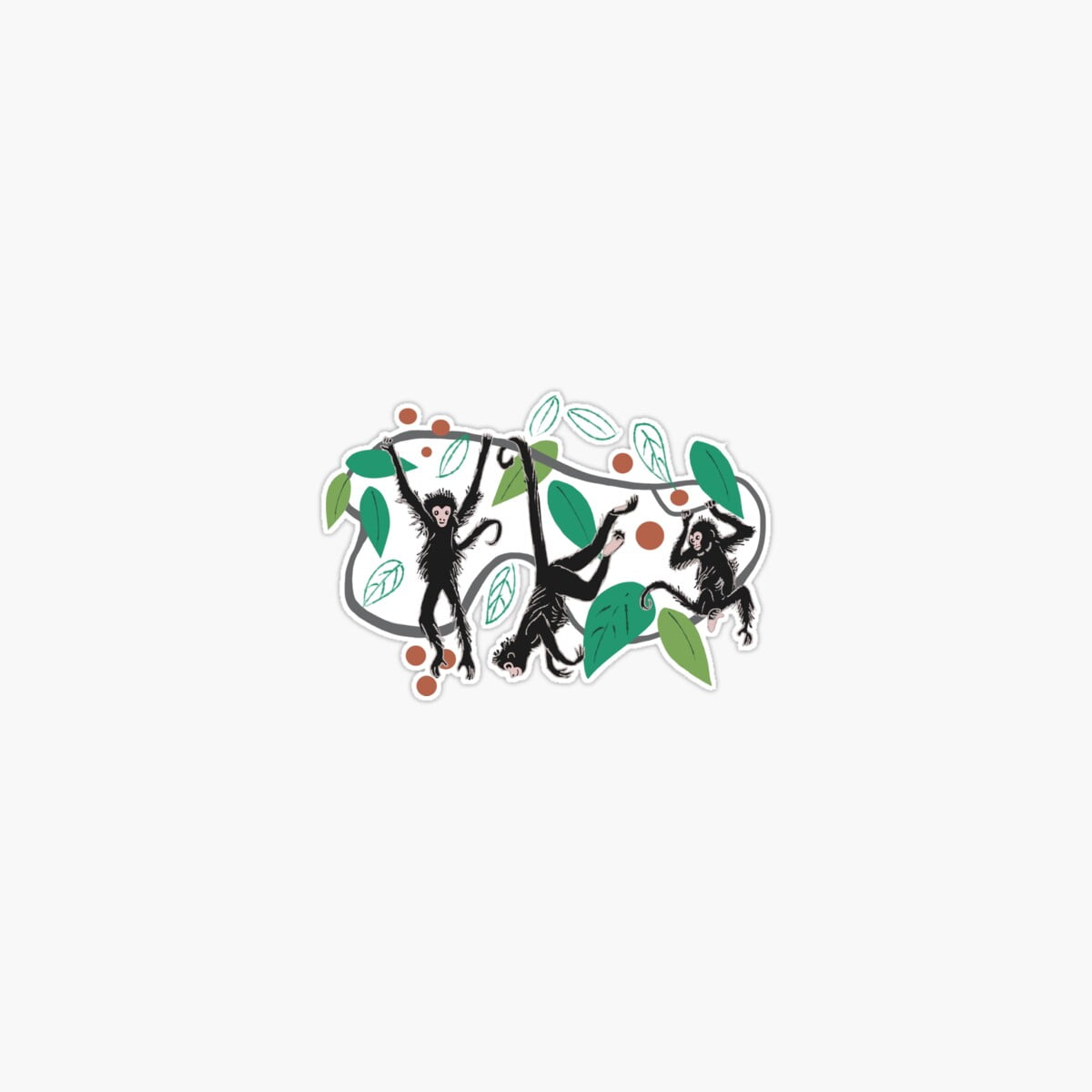 DOPASTICKER Black Spider Monkeys In Tropical Jungle Sticker, Phone ...
