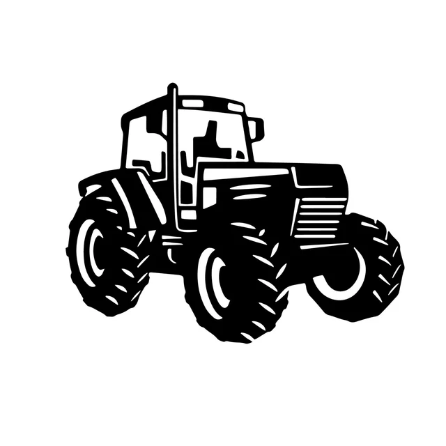 DOPASTICKER Black And White Tractor Sticker Farming Equipment Farm Life ...