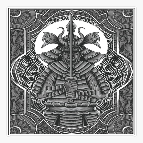 DOPASTICKER Black & White Warior Samurai Sticker, Phone Sticker Car ...