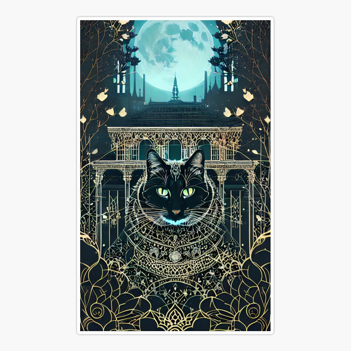 DOPASTICKER Black Yule Cat At Night 4 Sticker, Phone Sticker Car ...