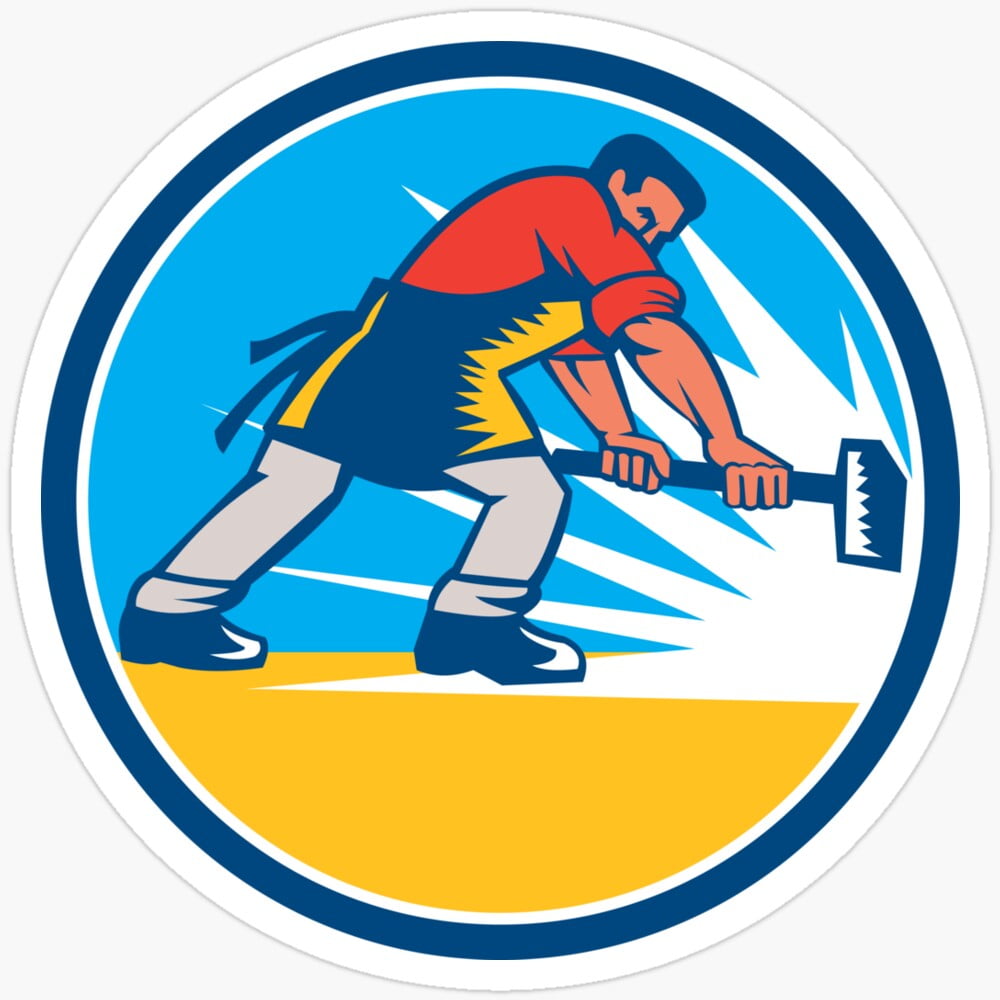 DOPASTICKER Blacksmith Worker Striking Sledgehammer Circle Retro ...
