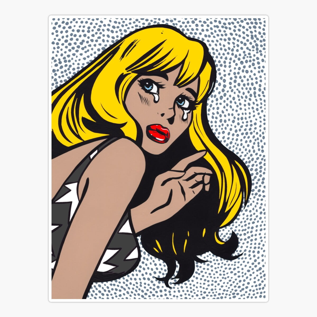 DOPASTICKER Blonde Bangs Crying Comic Girl Sticker, Phone Sticker Car ...