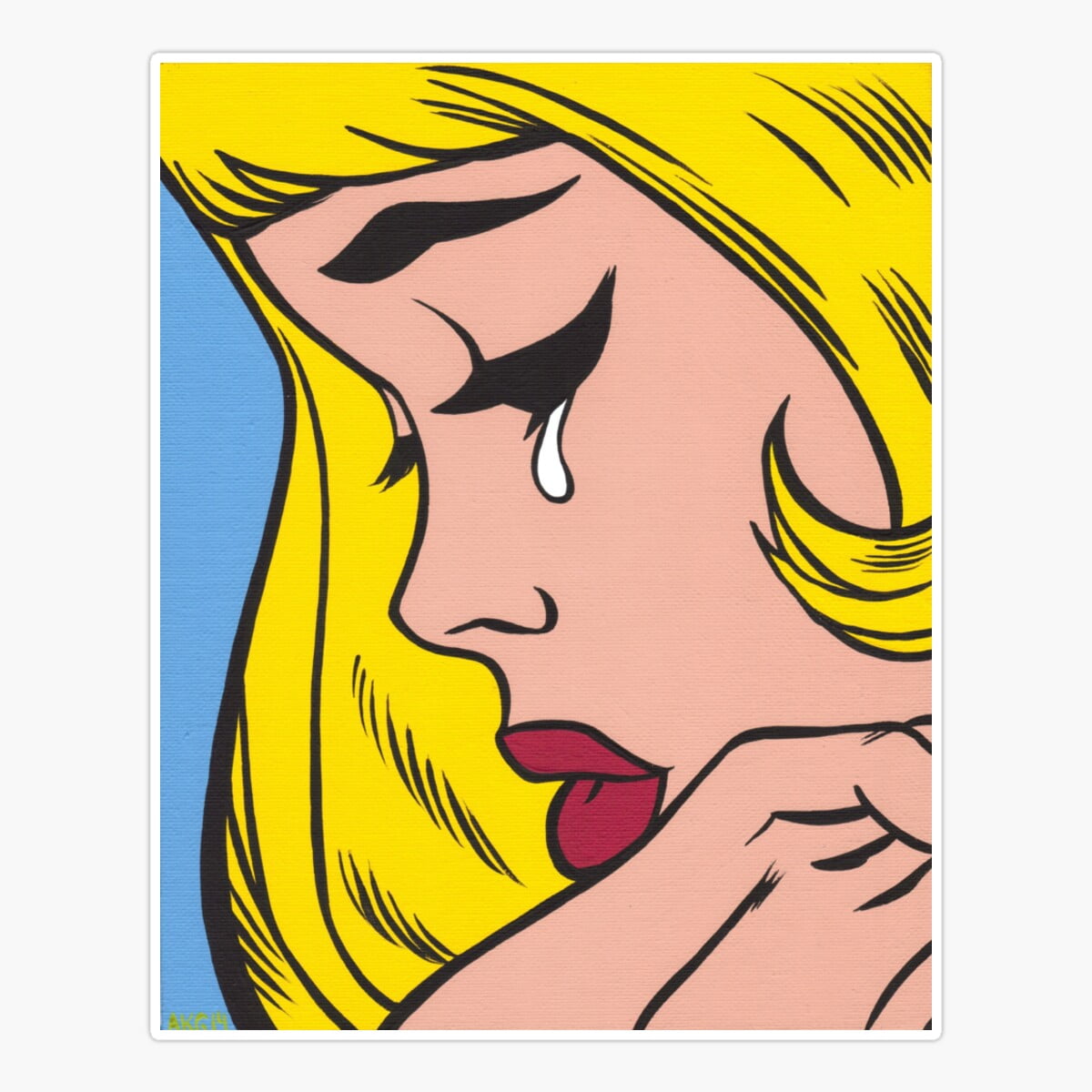 DOPASTICKER Blonde Crying Comic Girl Sticker, Phone Sticker Car Sticker ...