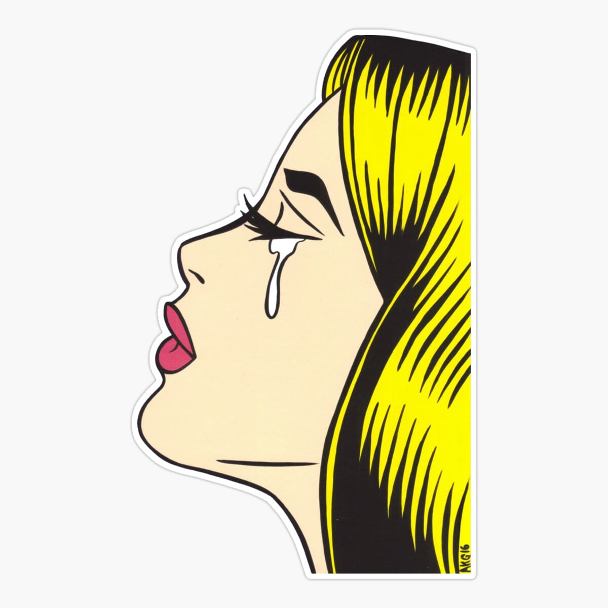 DOPASTICKER Blonde Crying Comic Girl Sticker, Phone Sticker Car ...