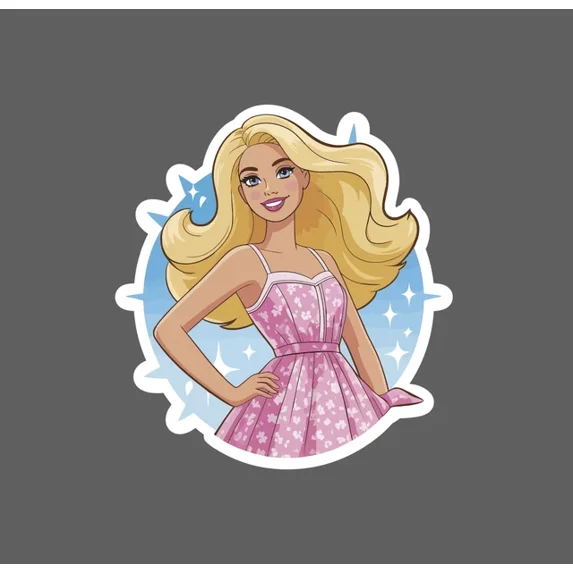 DOPASTICKER Blonde Doll Sticker Princess Beauty Dress Pink Glam Sticker ...