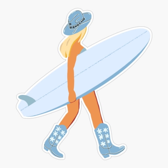 DOPASTICKER Blonde Surfer Cowgirl Sticker, Phone Sticker Car Stickers ...