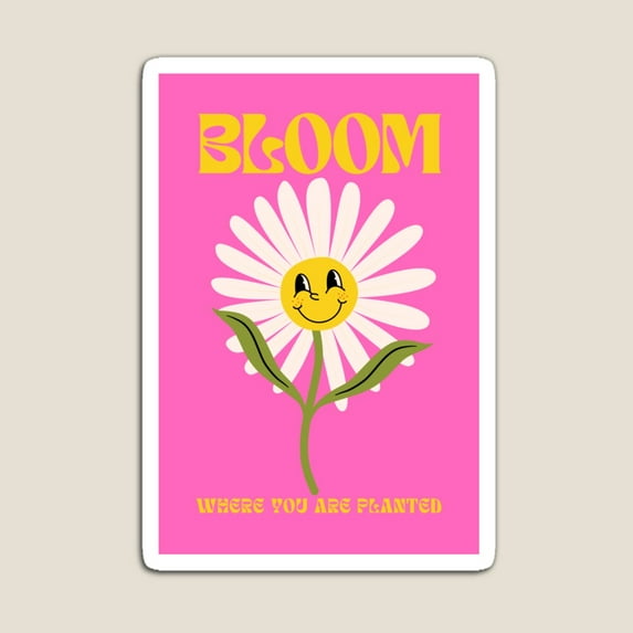 DOPASTICKER Bloom Where You Are Planted In Retro Hot Pink And Bright ...