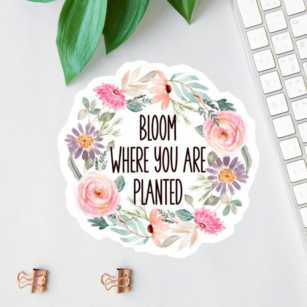 DOPASTICKER Bloom Where You Are Planted Sticker, Men.Tal Health Sticker ...