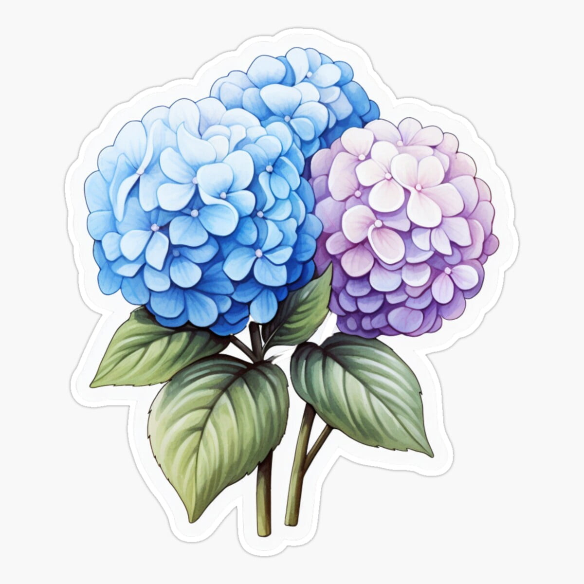 DOPASTICKER Blooming Hydrangeas Plant Sticker, Phone Sticker Car ...