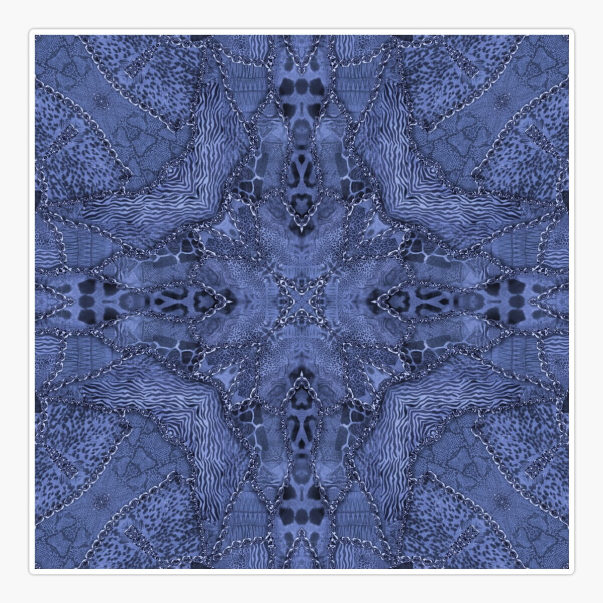 DOPASTICKER Blue Animal Print Kaleidoscope Fancy Elegant Pattern ...