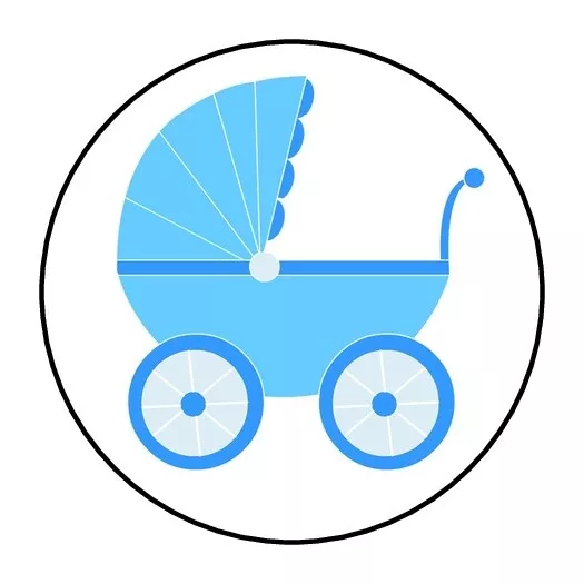 DOPASTICKER Blue Baby Carriage Stickers Shower Favors Phone Decal Water ...