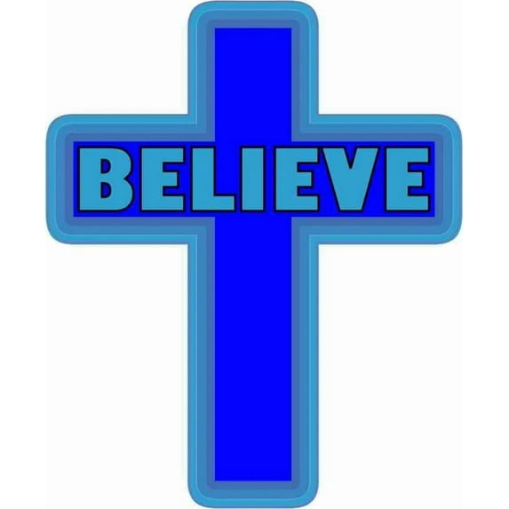 DOPASTICKER Blue Believe Cross Sticker Religious Vehicle Sticker Phone ...