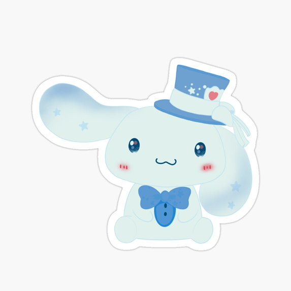 DOPASTICKER Blue Bunny Waving Hello To Kitty And Friends Decorative ...