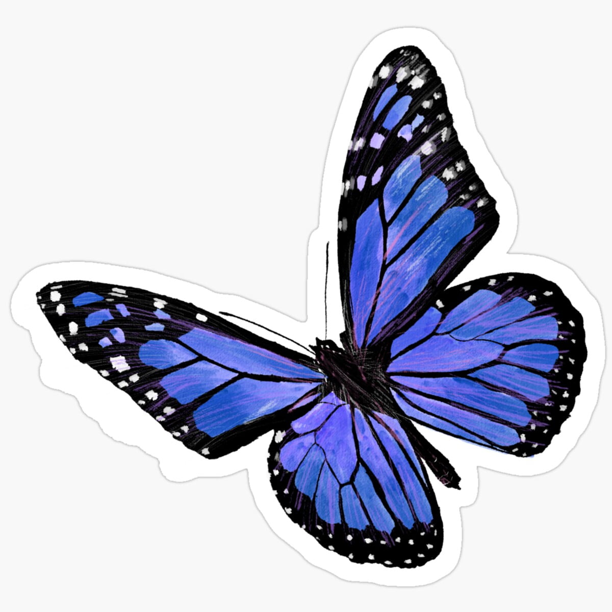 DOPASTICKER Blue Butterfly Sticker Waterproof Sticker For Water Bottles ...