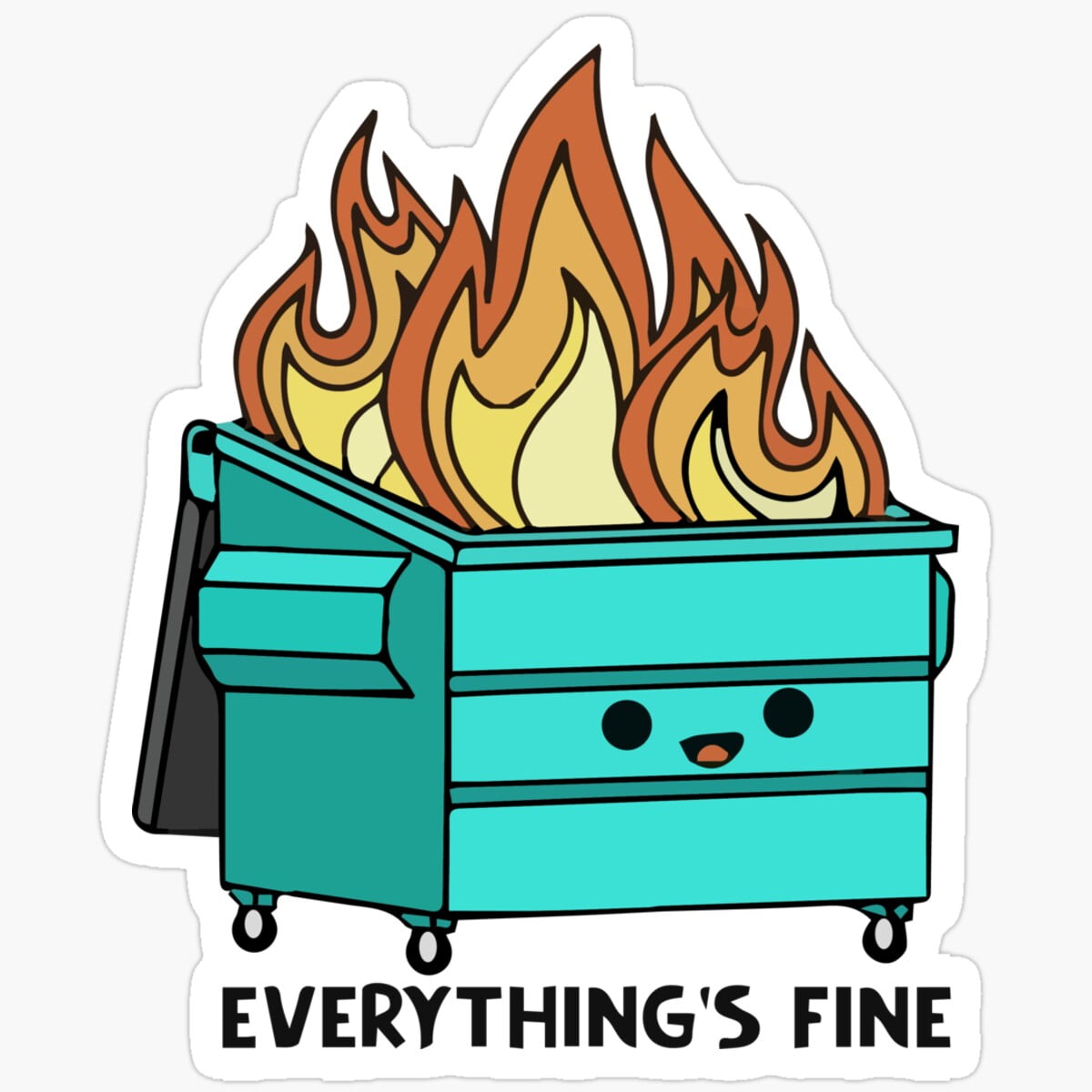 DOPASTICKER Blue Dumpster Fire Everything'S Is Fine Sticker. Gift You ...