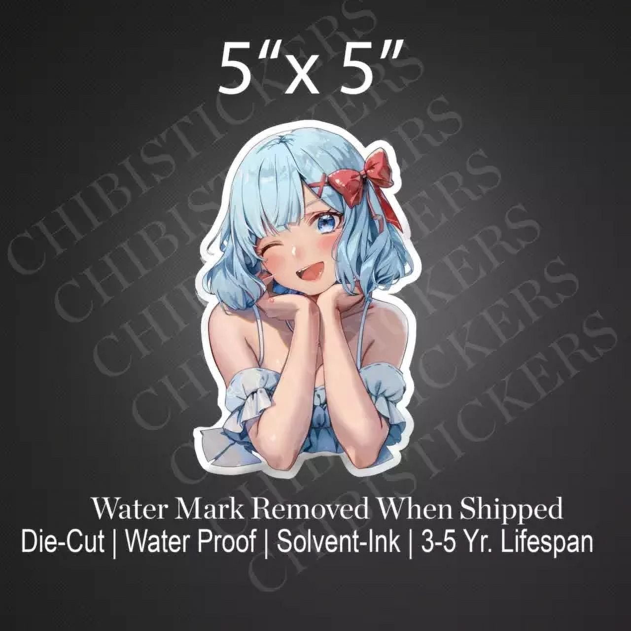 DOPASTICKER Blue Eyed Hair Horns Ribbons Waterproof Decal Decorative ...