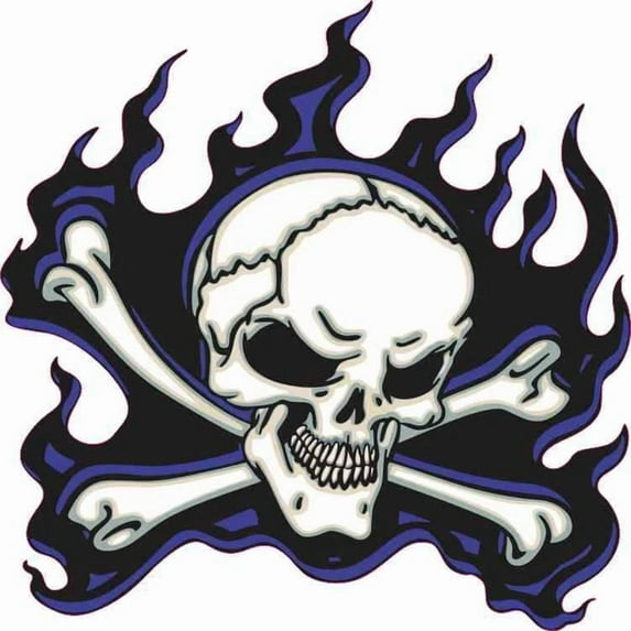 DOPASTICKER Blue Flame Skull Sticker Phone Sticker, Latop Sticker ...