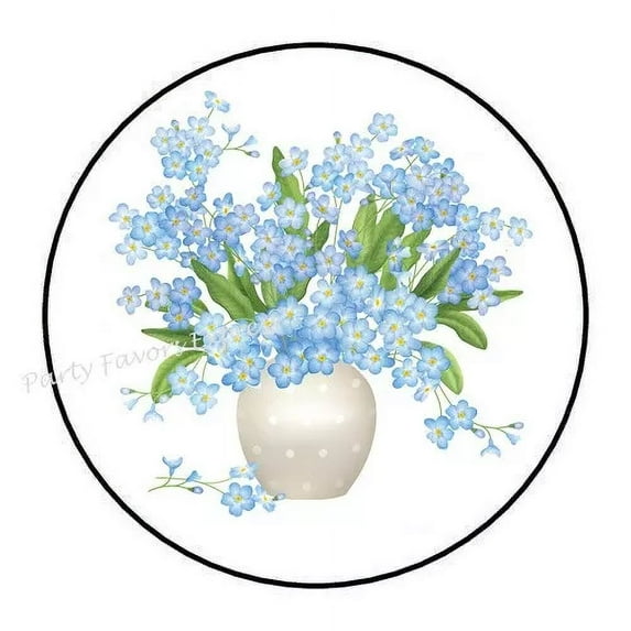 DOPASTICKER Blue Flowers In Vase Decorative Laptop, Phone Stickers ...
