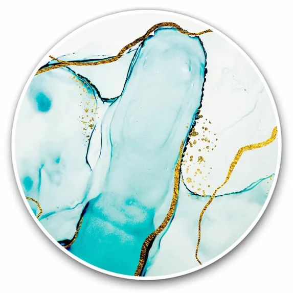 DOPASTICKER Blue Gold Marble Ink Art Cool Gift Decorative Laptop, Phone ...