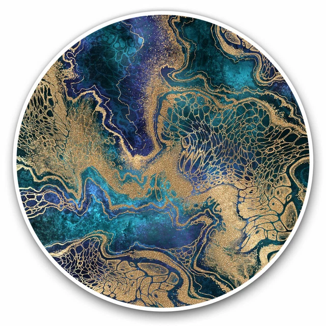DOPASTICKER Blue Gold Marble Stone Effect Cool Gift Decorative Laptop ...