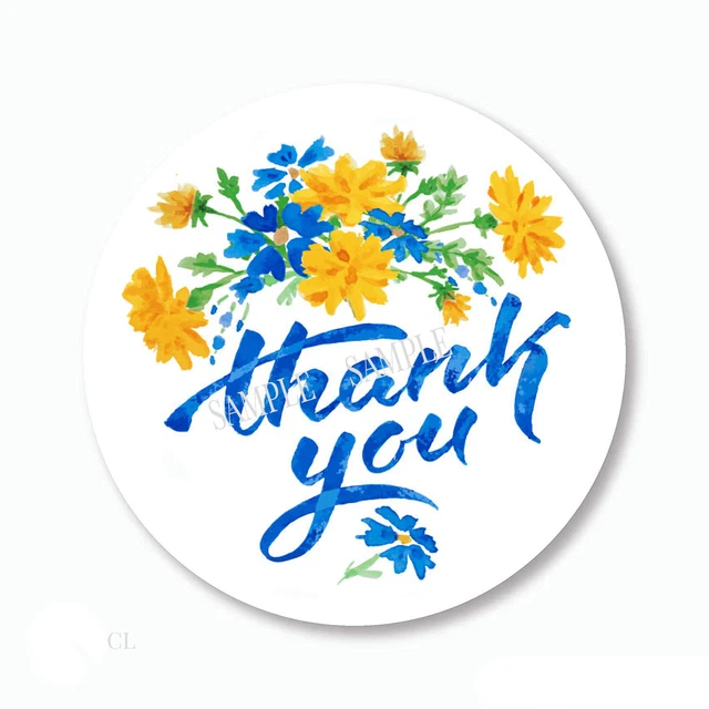DOPASTICKER Blue/Gold Thank You Thank You Stickers Scrapbook Stickers ...