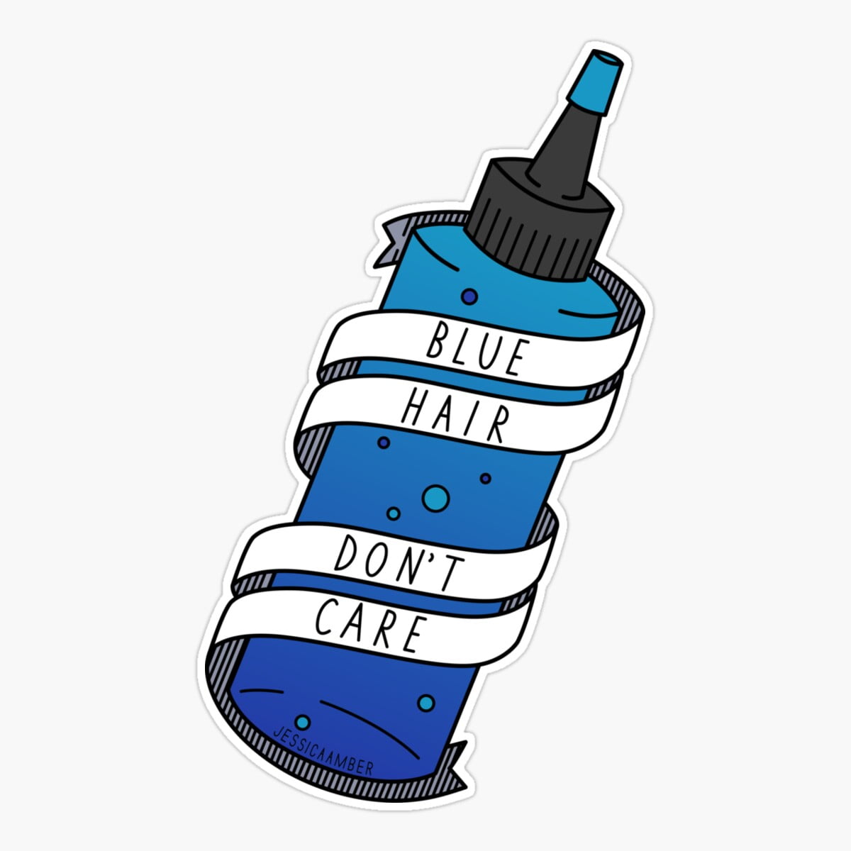 DOPASTICKER Blue Hair Don'T Care, Hair Dye Bottle, Punk Fashion Beauty ...