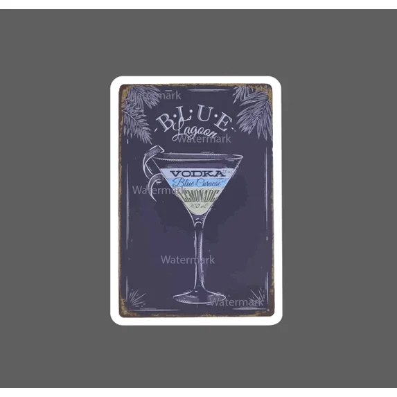 DOPASTICKER Blue Lagoon Sticker Drink Cocktail Retro Sticker Phone ...