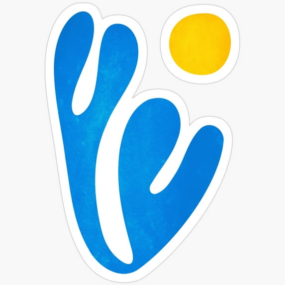 DOPASTICKER Blue Leaf & Sun: Matisse Paper Cutouts I Sticker Birthday ...