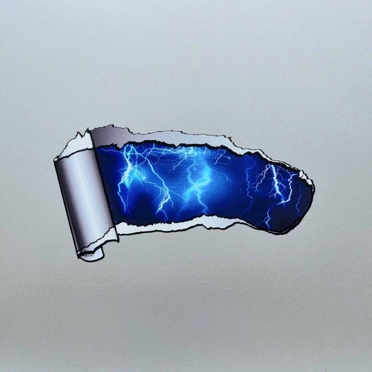 DOPASTICKER Blue Lightning Storm Ripped Metal Slash Sticker Decal For ...