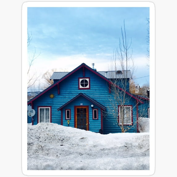 DOPASTICKER Blue Log Cabin Sticker Birthday Gifts - Decorative Laptop ...