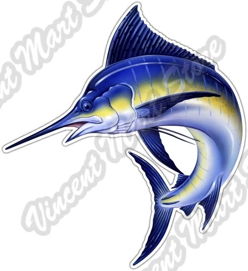 DOPASTICKER Blue Marlin Fish Fishes Fishing Fisherman Car Sticker Decal ...
