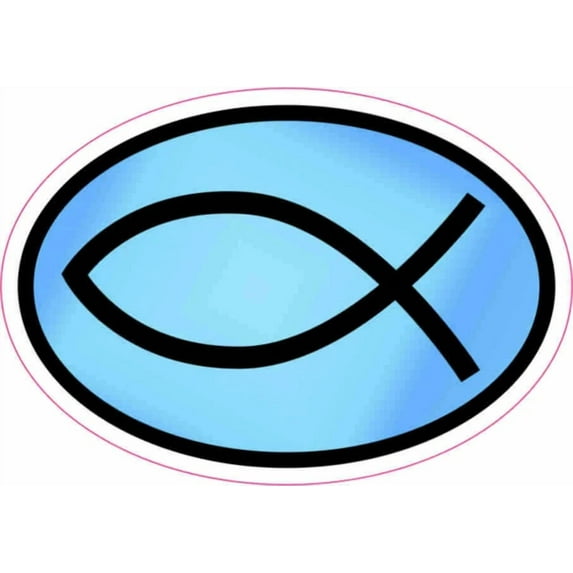 DOPASTICKER Blue Oval Christian Fish Sticker Cup Religious Car Sticker ...