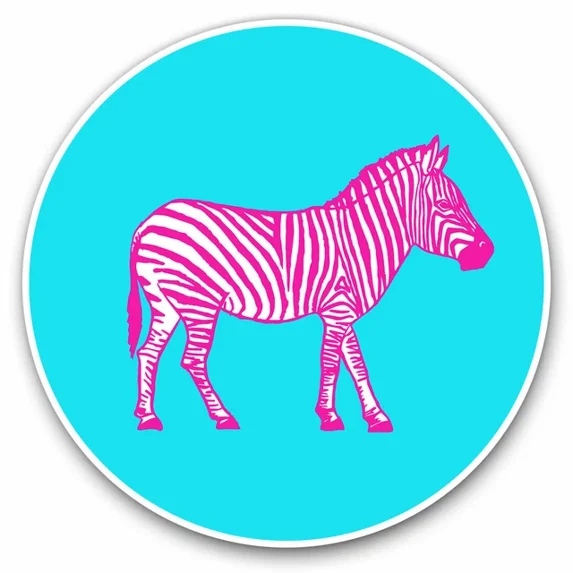 DOPASTICKER Blue Pink Zebra Pattern Cool Gift Decorative Laptop, Phone ...