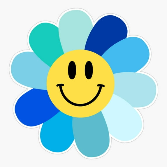 DOPASTICKER Blue Smile Flower Sticker, Phone Sticker Water Bottle ...