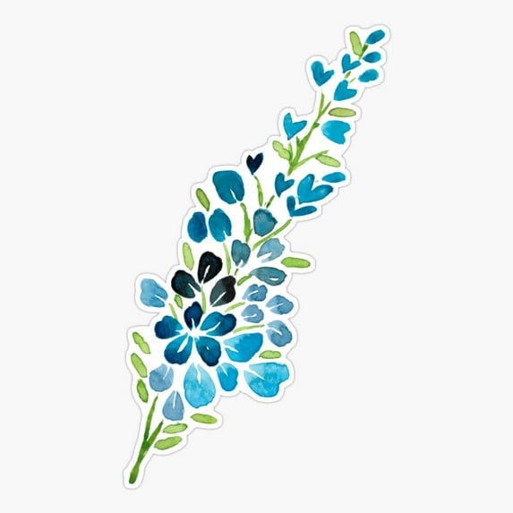 DOPASTICKER Blue Watercolor Flower Sticker, Phone Sticker Car Stickers ...