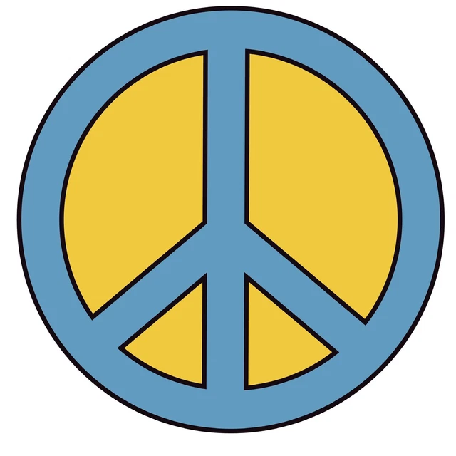 DOPASTICKER Blue Yellow Peace Sign Sticker Trippy Pretty Hippie 60S ...