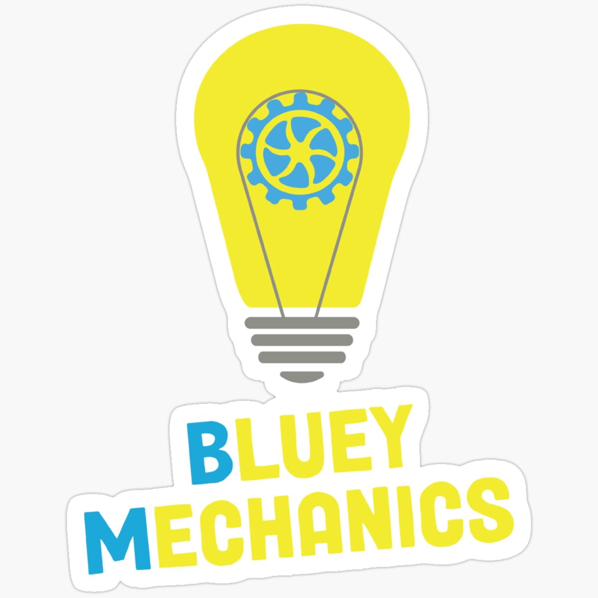 DOPASTICKER Bluey Mechanics Mechanic Blue And Yellow Light Sticker ...