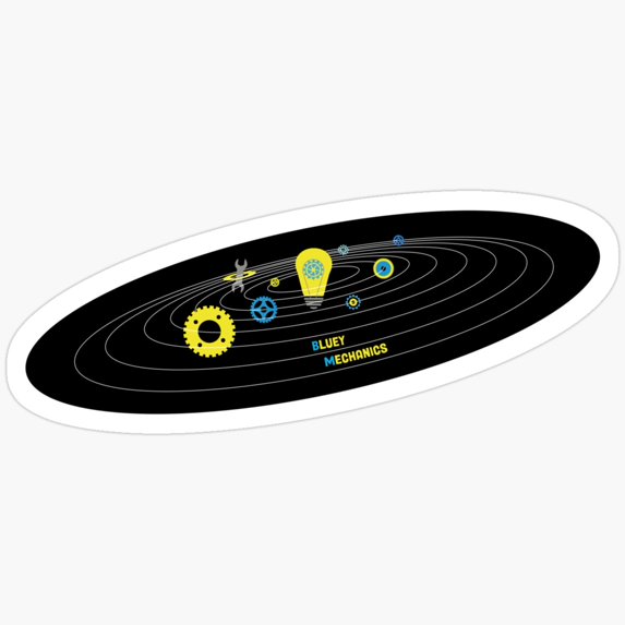 DOPASTICKER Bluey Mechanics Solar System Blue And Yellow Universe ...